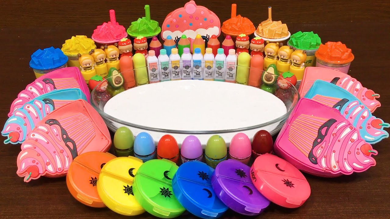 Series #20 Satisfying CREAM CAKE Slime!!! Mixing Makeup, Clay, Floam ...
