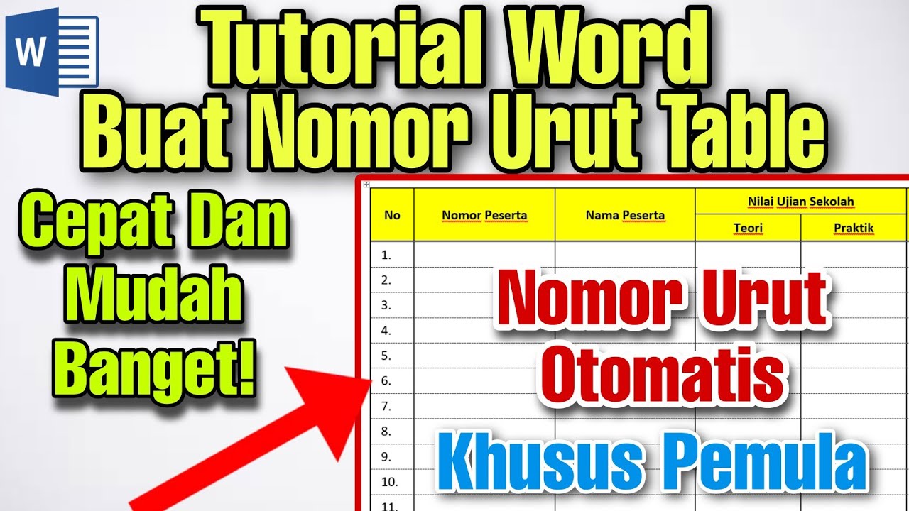 Tutorial Word Cara Membuat Nomor Urut Otomatis Pada Table - YouTube