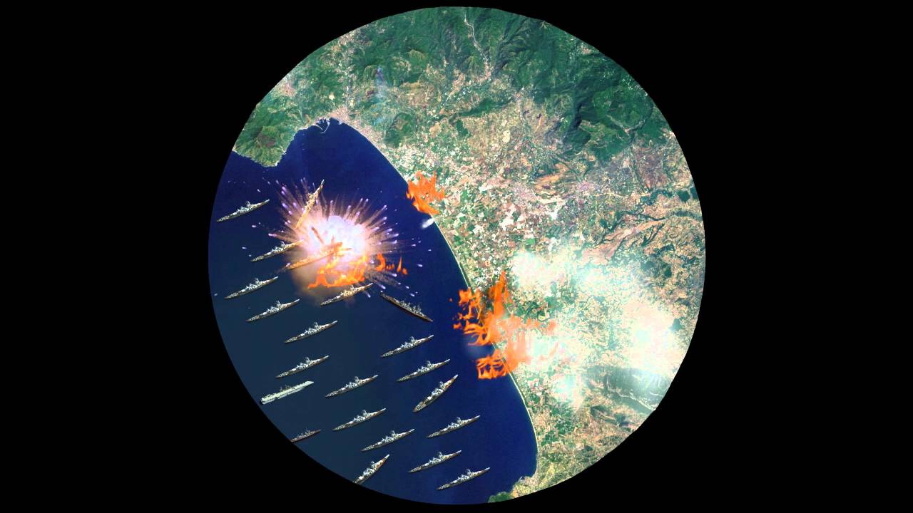 Operation Avalanche reconstruction on maps of sea attack - YouTube