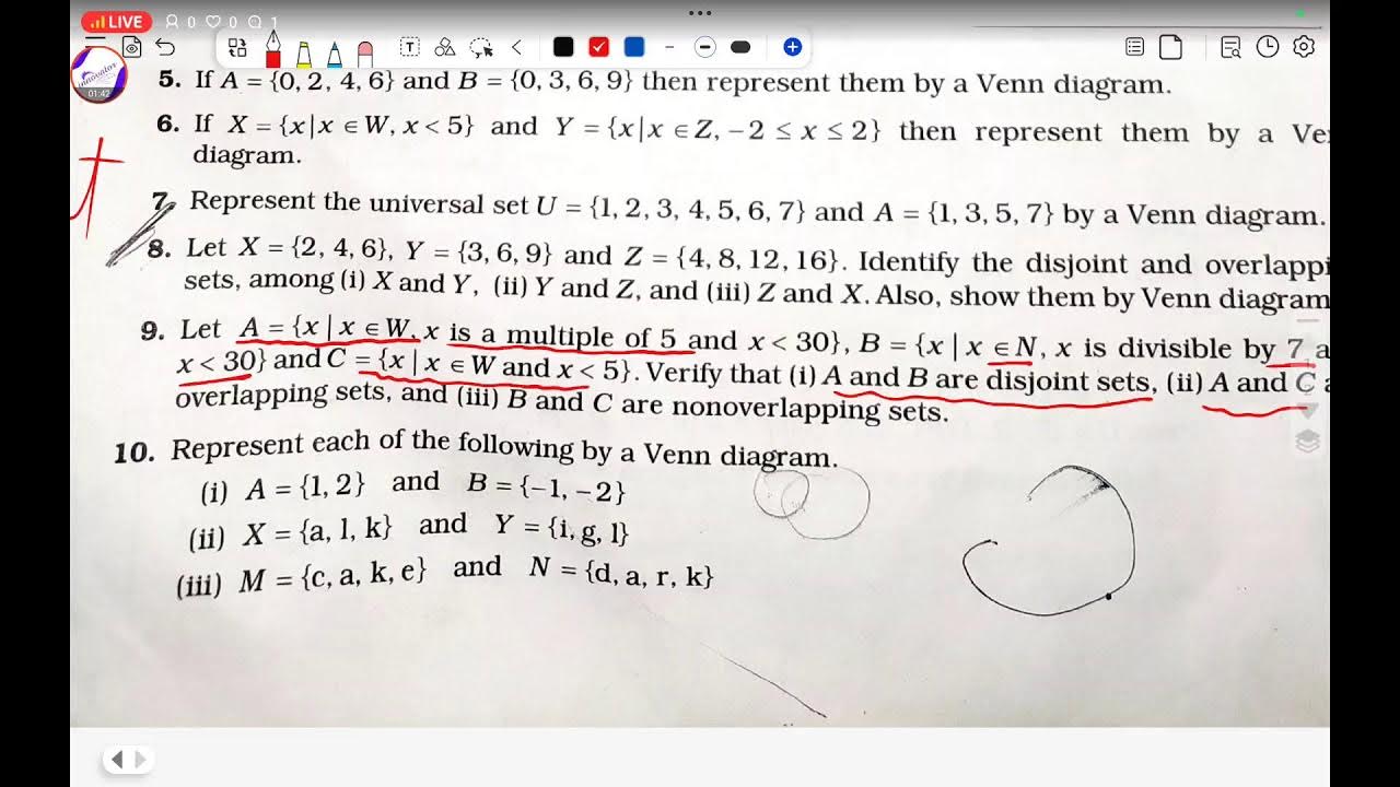 class 7 ICSE board concept of set exercise 1B question number 9 & 11 ...