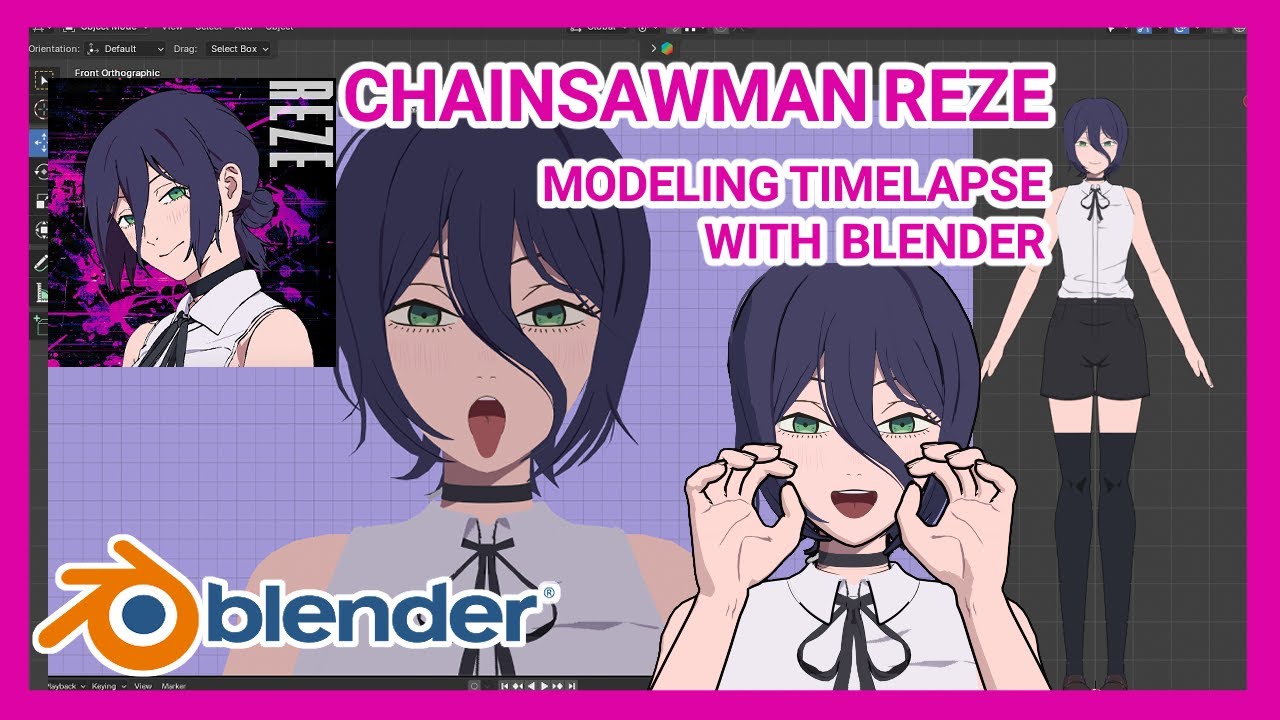 [Blender 3D] 블렌더로 체인소맨 레제 만들기 / Chainsaw Man Reze Modeling Timelapse ...
