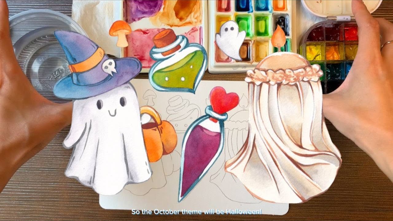 How to Paint: Watercolour Tutorial | SPOOKY THEME - YouTube