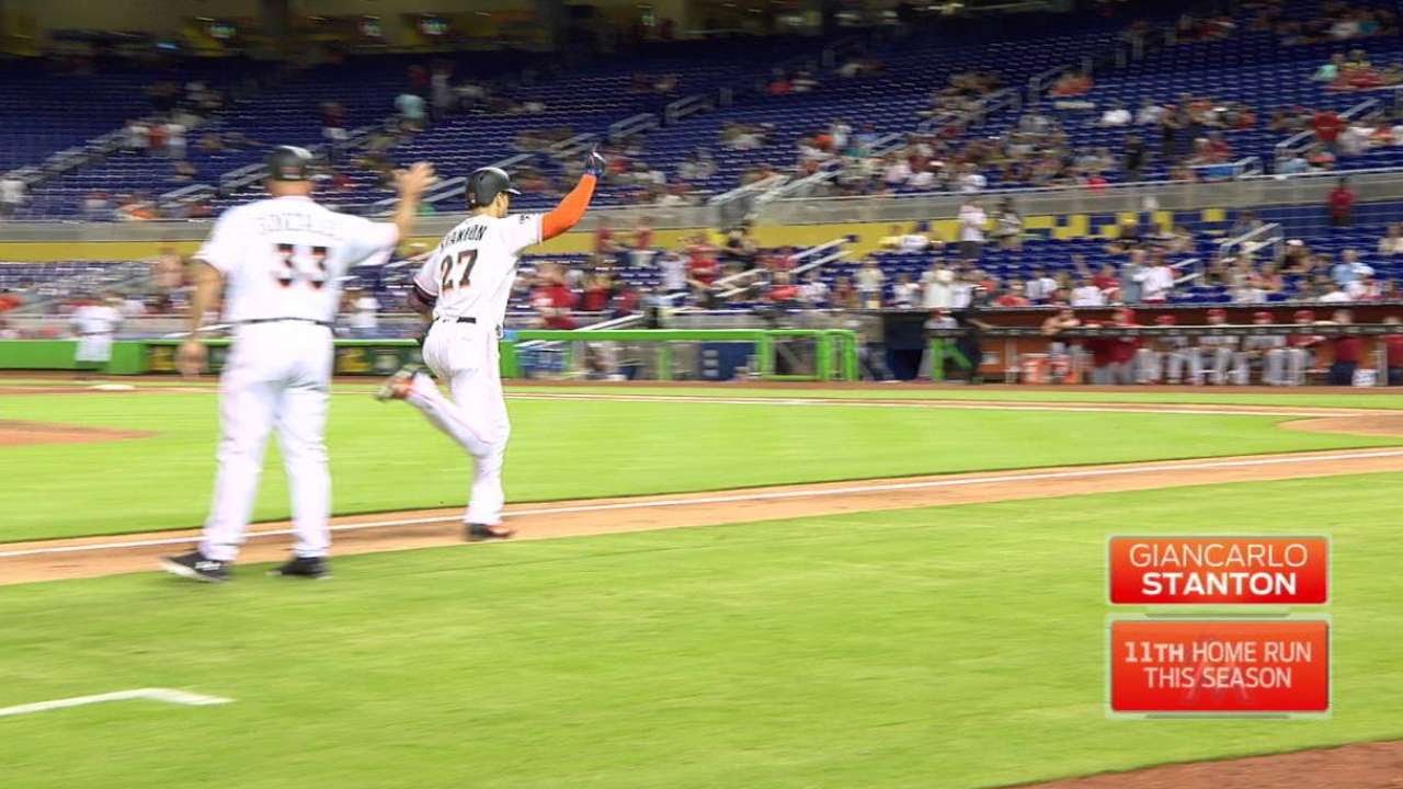 STL@MIA: Stanton crushes a solo home run to center - YouTube