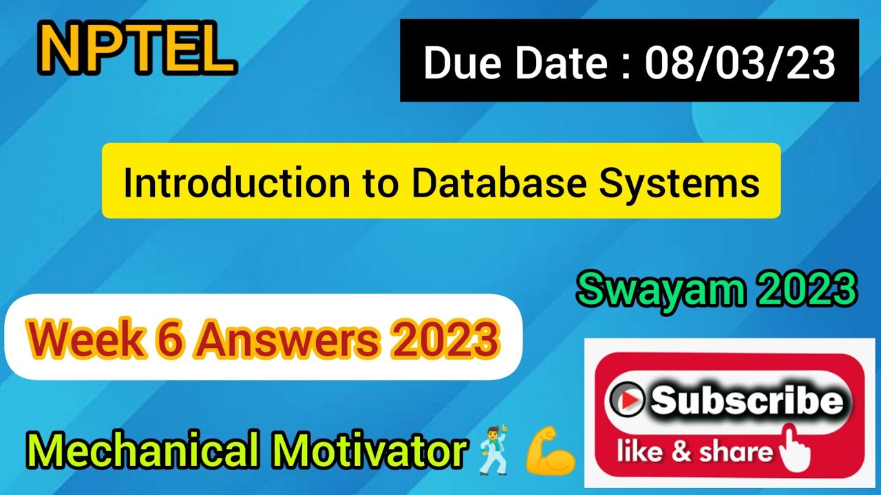 Introduction To Database Systems Week 6 Quiz Assignment 6 Solution 1994