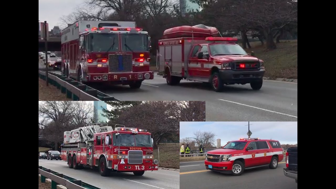 *RARE* BOSTON MA FIRE H-1, TAC-1, RESCUE 1 AND TOWER 3 LEAVING A DIVE ...