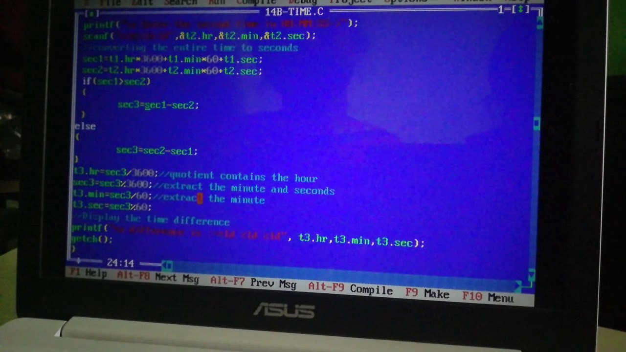 14 B Time difference 19CSL28 C programming (CSE Department) - YouTube