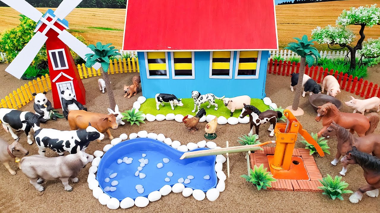 DIY how to make mini Cow, Horse Farm Diorama - House for Animals ...