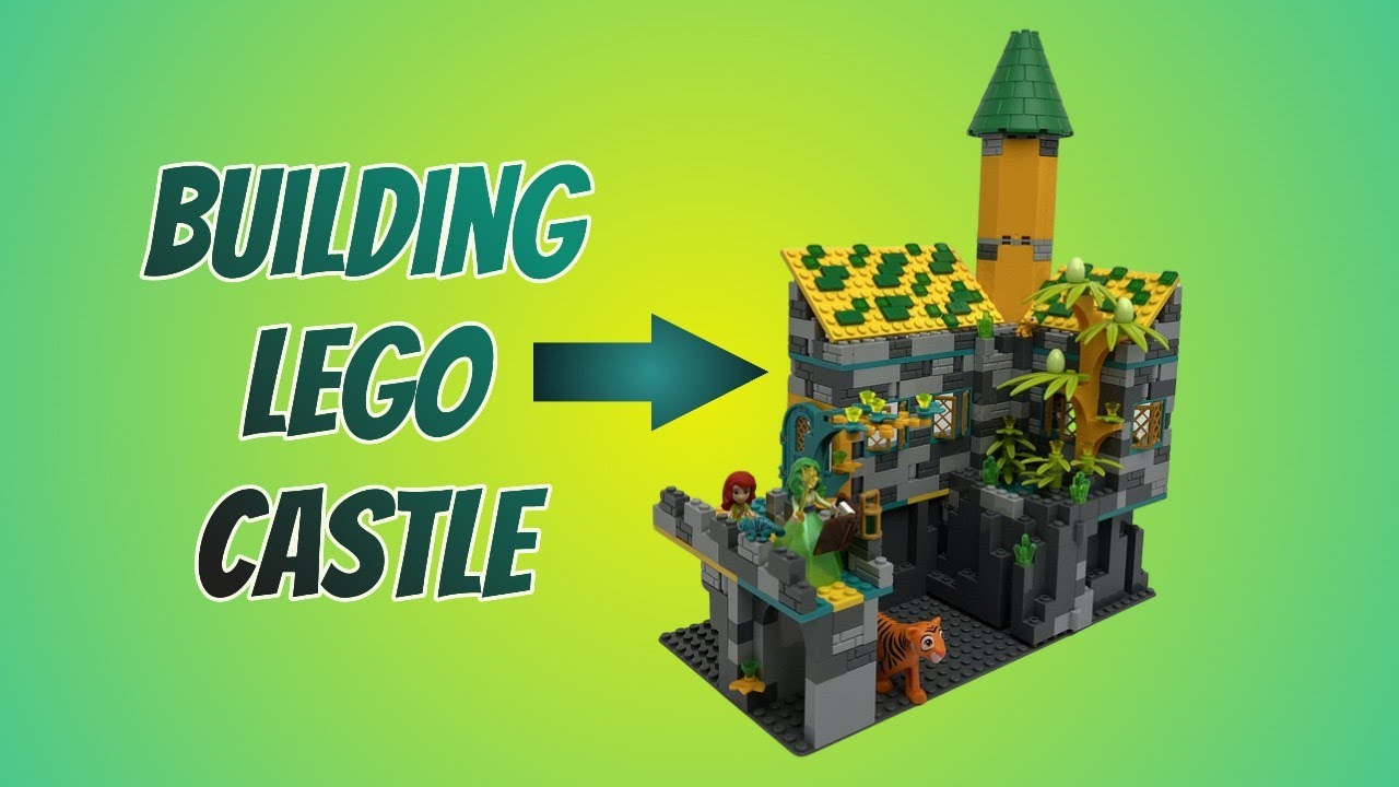 Small Green and Yellow Lego Castle with a Cave and a Tiger - YouTube