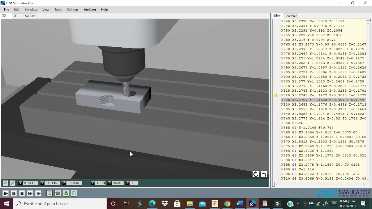 CNC Simulator Villa Herrera 3 M - YouTube
