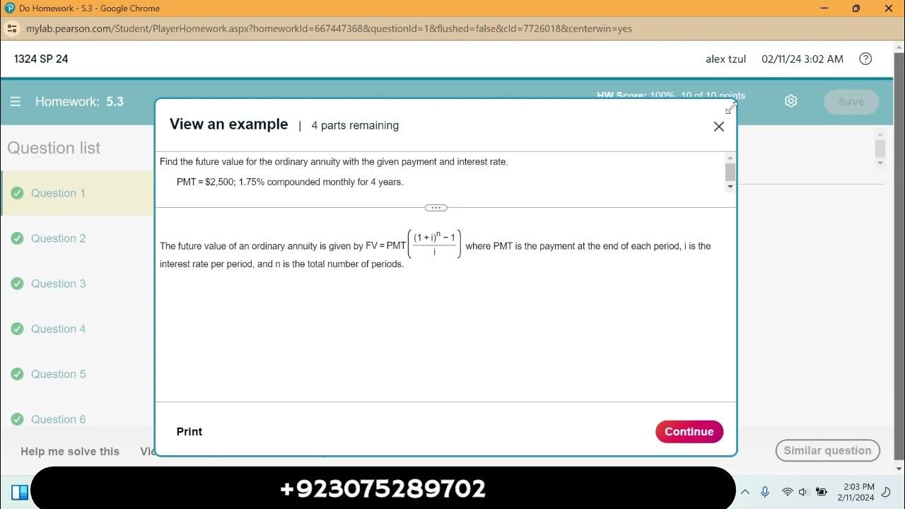 MY MATH LAB | Homework: 5.3 | 1324 SP 24| For Full Solution contact Us ...