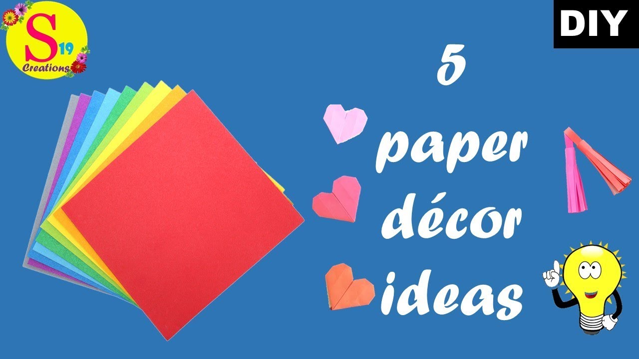 5 paper decor crafts | paper crafts for room decoration easy | diy home ...