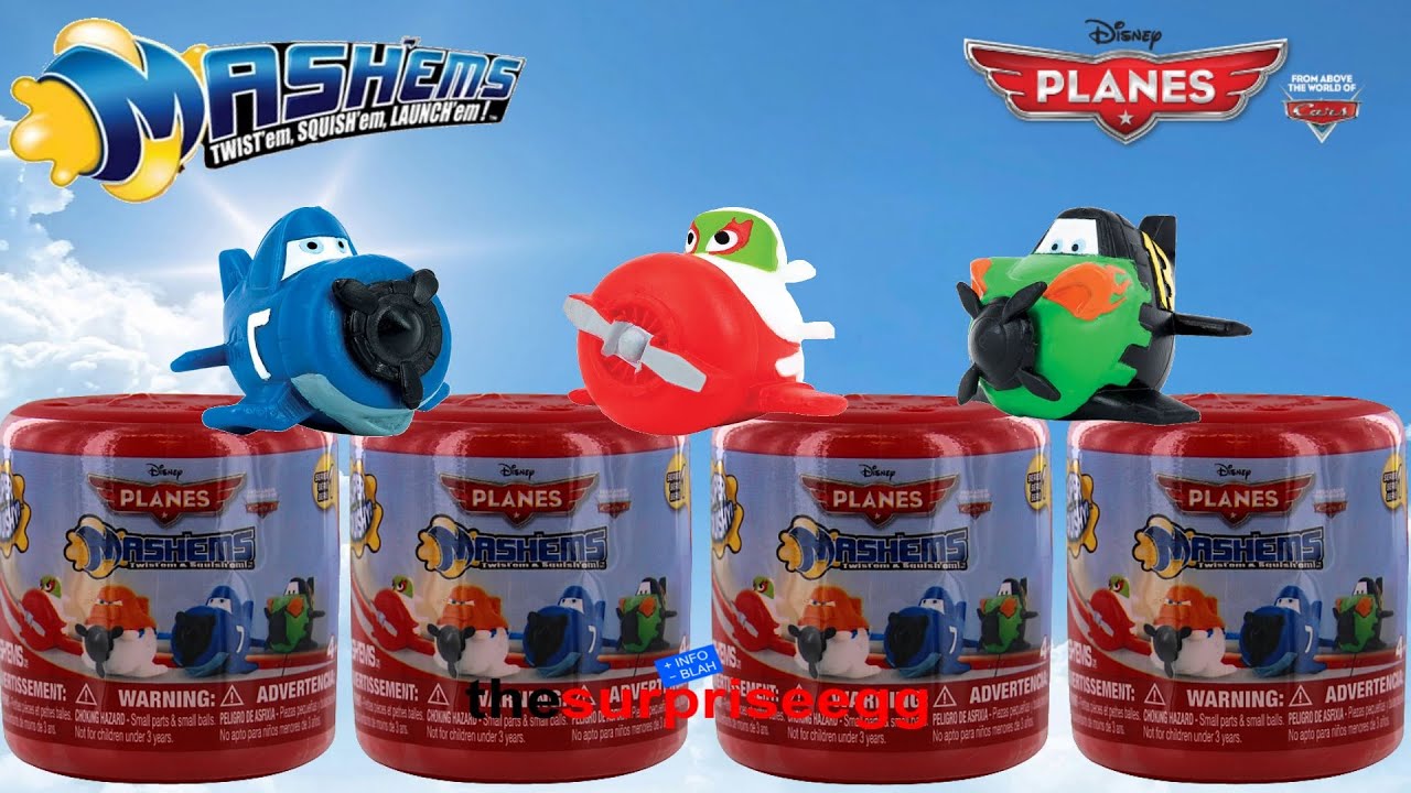 4 Disney Planes MASH'EMS Capsules mystery toys blind bag unboxing ...