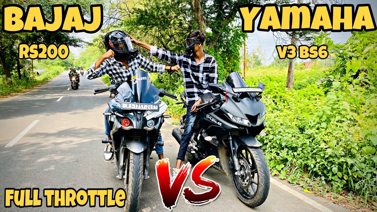BAJAJ PULSER RS200 BS6 VS YAMAHA R15 V3 DRAG RACE 🔥 DEATH RACE ☠️ FULL ...