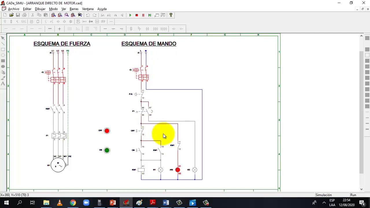 ARRANQUE DIRECTO DE UN MOTOR TRIFASICO - YouTube