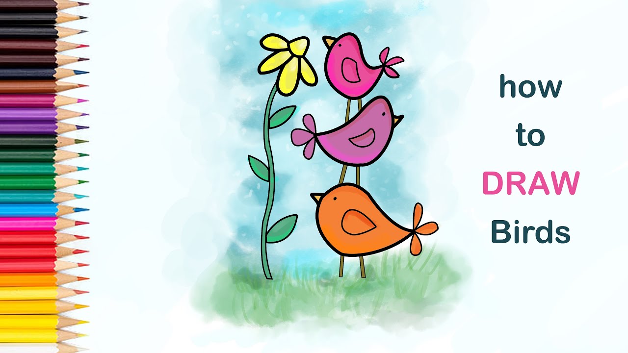 How to draw easy birds | easy drawing of birds - YouTube