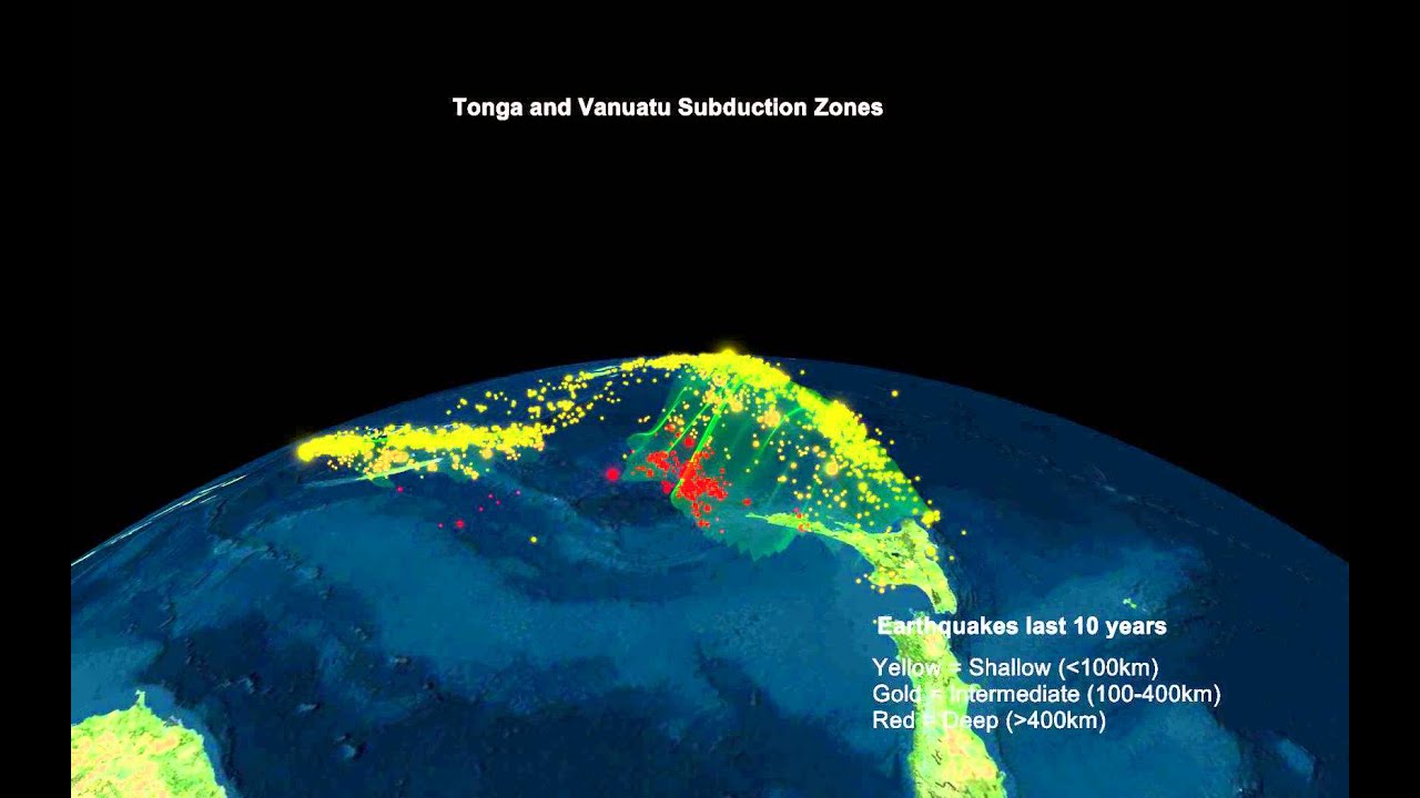 Tonga and Vanuatu subduction zones - YouTube