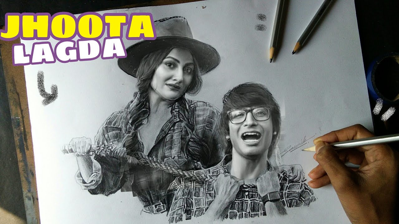 Jhoota lagda | @souravjvlogs new song poster drawing - YouTube