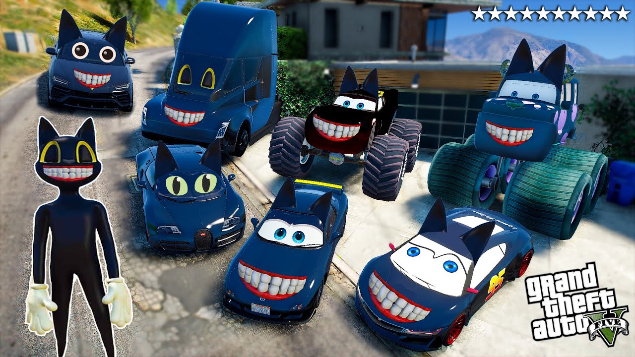 GTA 5 - Stealing CARTOON CAT CARS with Franklin! (GTA V Real Life Cars ...