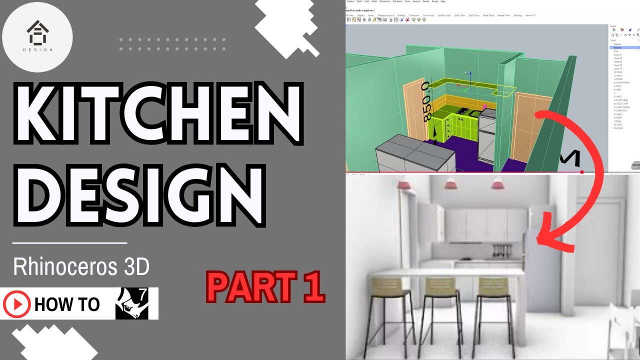 Basic Kitchen Design (Rhinoceros 3D) Part 1 - YouTube