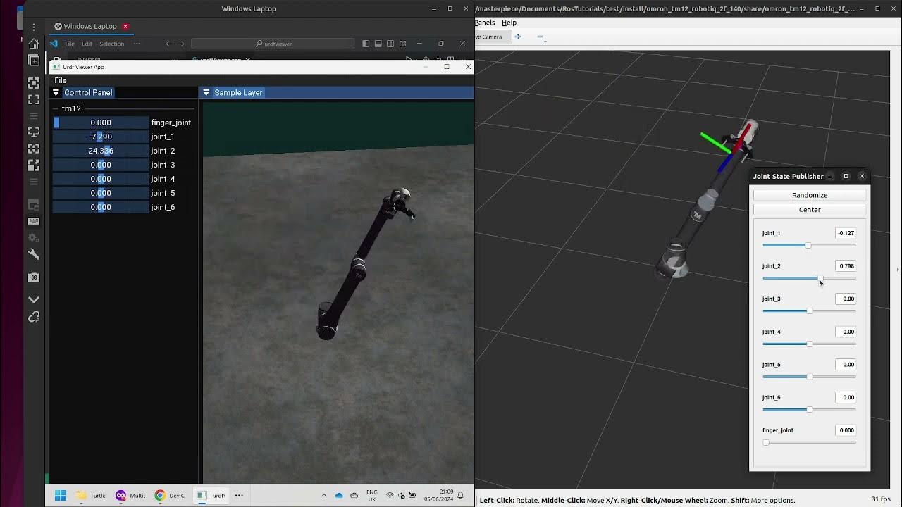 Omron TM12 with Robotiq 2F 140 gripper in ROS2 and Windows C++ GUI App - YouTube