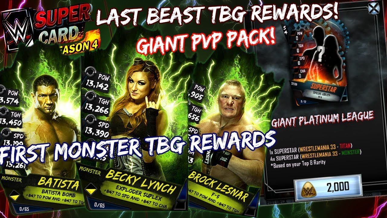 WWE SUPERCARD: FIRST MONSTER TBG REWARDS! GIANT PLATINUM LEAGUE PVP ...