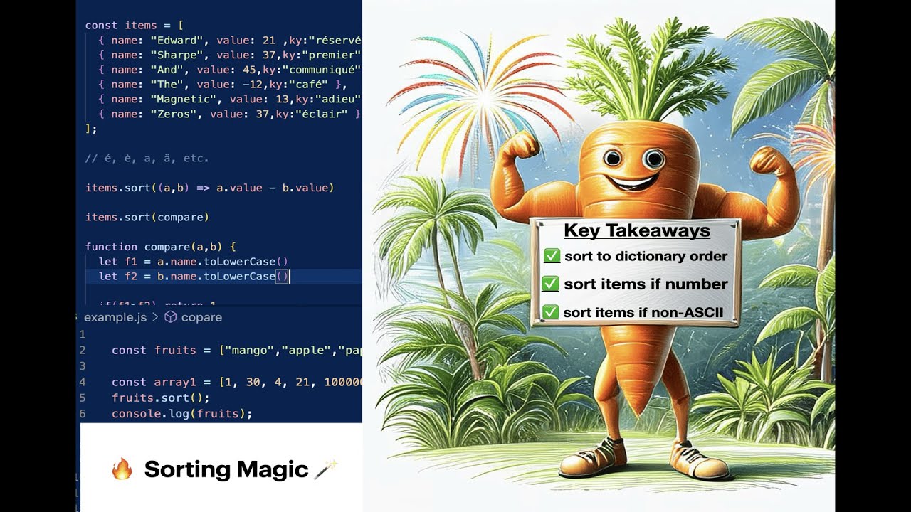 Master Sorting in JavaScript: Strings, Numbers & Non-ASCII Characters #coding #sorting # ...