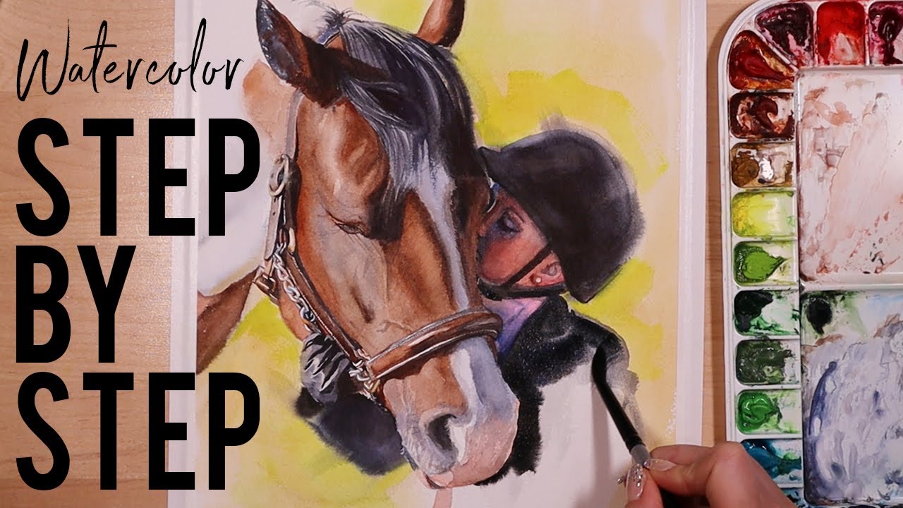 A Girl and Her Horse Step by Step Watercolor Tutorial - YouTube
