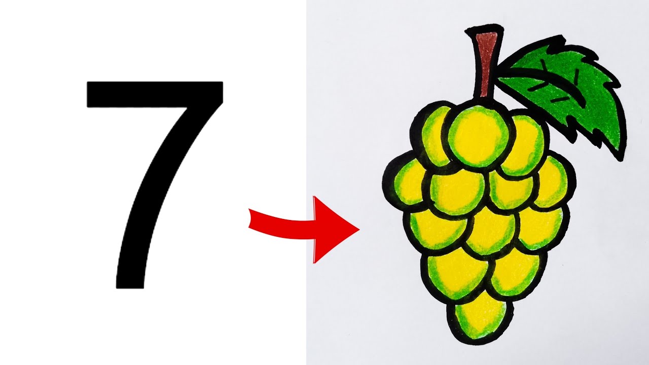 How to draw grapes from number 7 | Grapes drawing from numbers | # ...