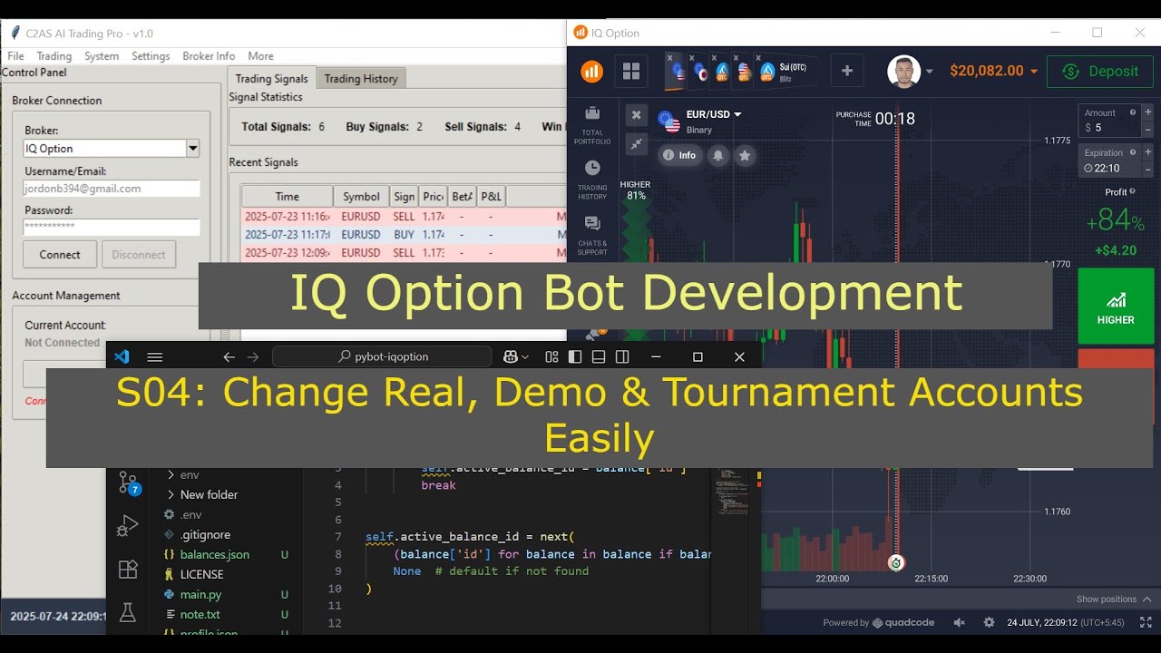 IQ Option Bot Development Python | S04:Change Real, Demo & Tournaments ...