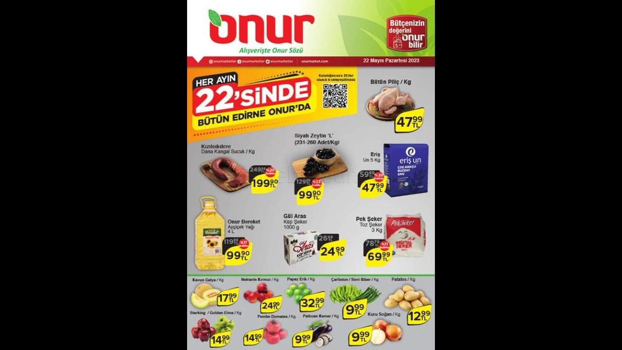 Onur Market Edirne Fırsatları Kampanyalar 22 Mayıs 2023 - YouTube