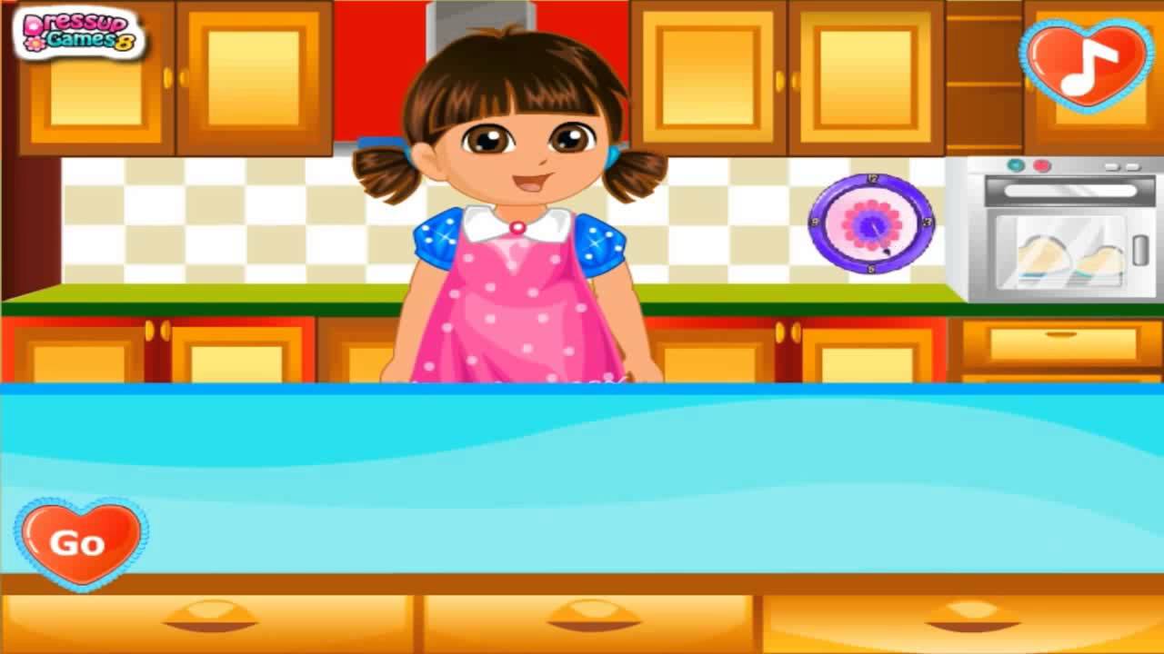 [Let's Play Baby Games] Dora the Explorer Game - Dora Make Cake Love ...