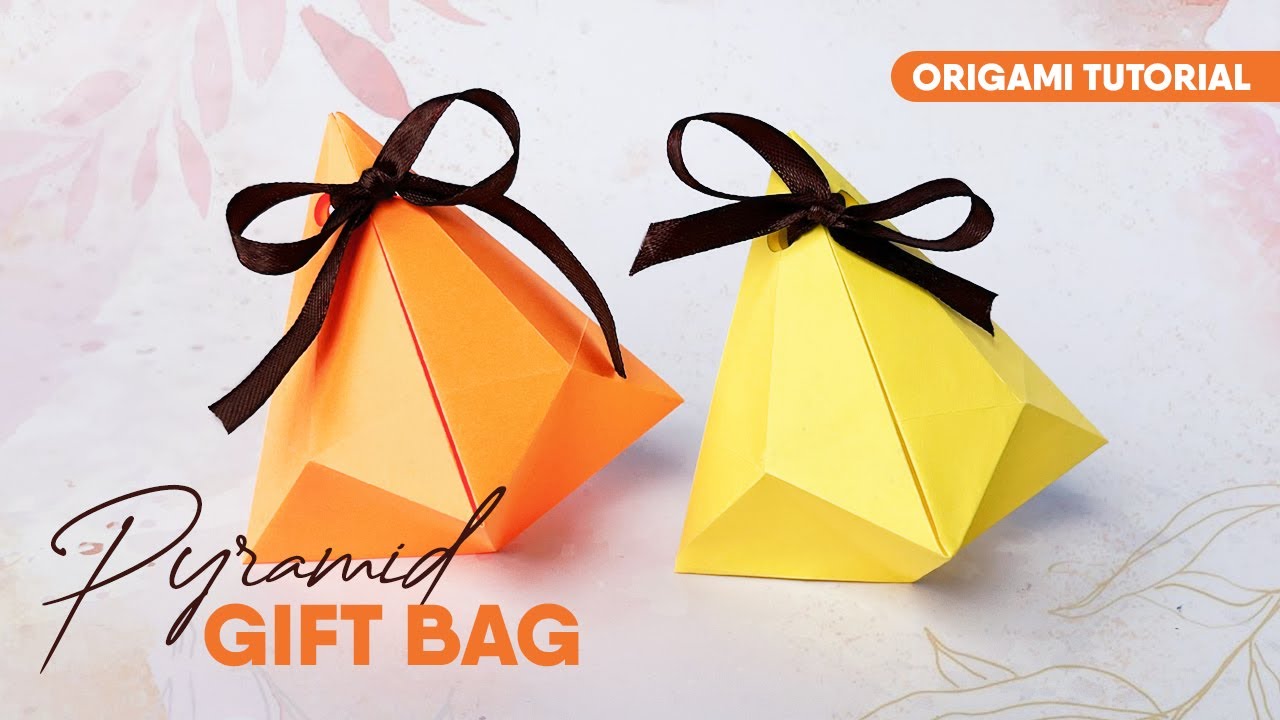 Origami Pyramid Gift Bag | Handmade Gift Bag with Ribbon Bow | Easy ...