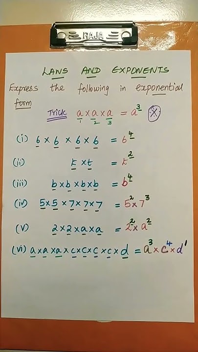 laws and exponents,cbse,grade 7,grade 8,1 mark questions,MCQs, simplify, write in exponential ...