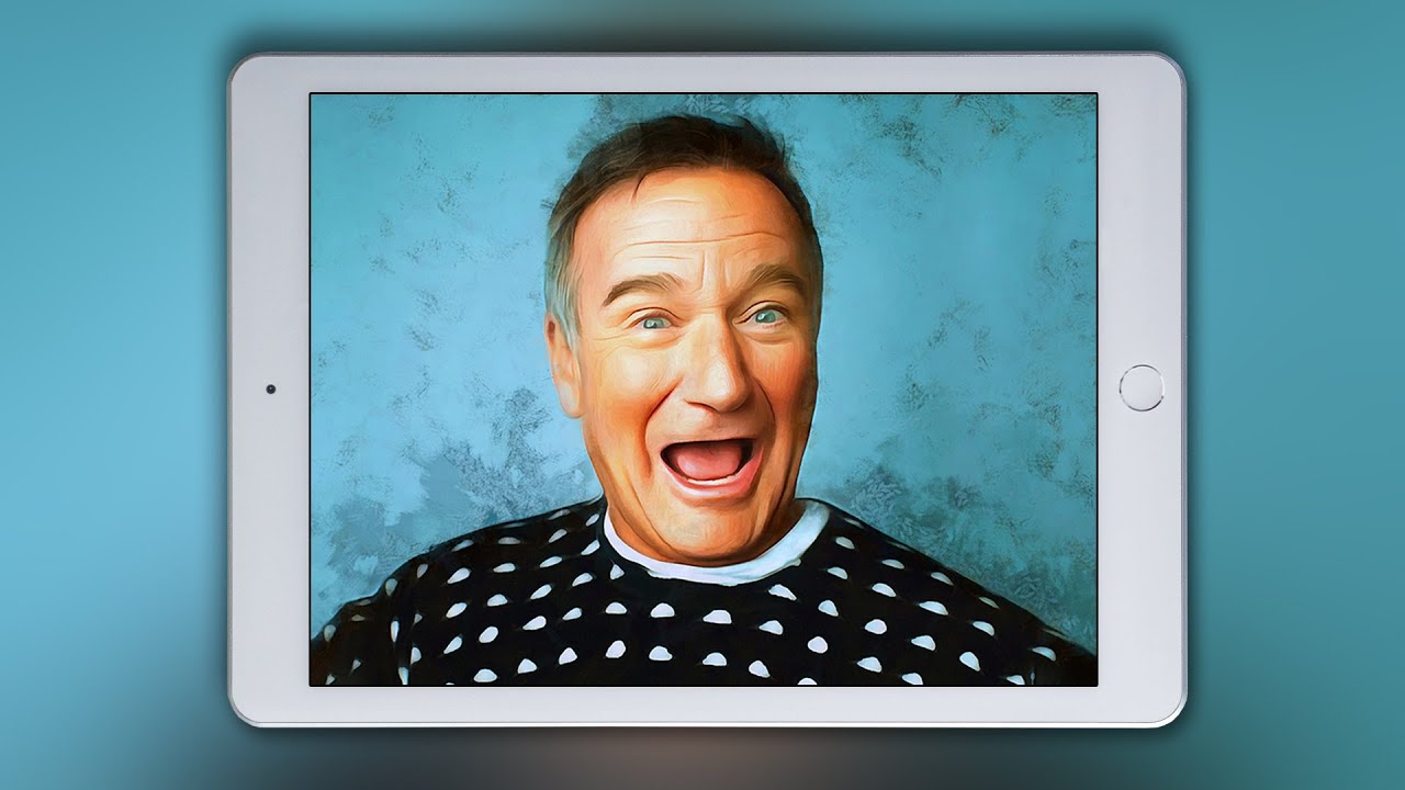 Realistic Finger Painting of Robin Williams Portrait with iPad - YouTube
