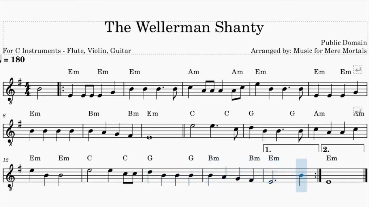 Wellerman Shanty - Beginner – Play Along for Violin, Flute or Guitar ...