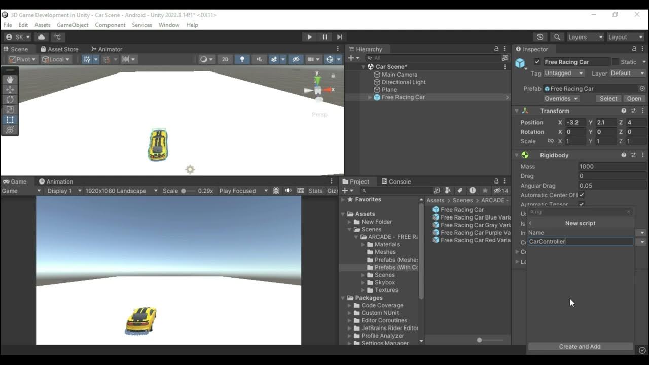 3D Game Development in Unity | Chapter - 10 | Creating a Simple Car Controller - YouTube