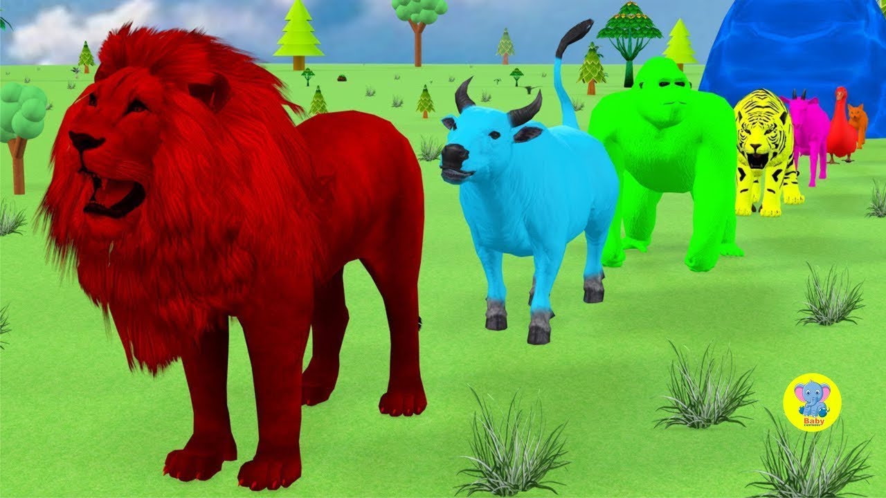 Paint Animals Lion Cow Elephant Tiger Fountain Crossing Animal |GOgo tv ...