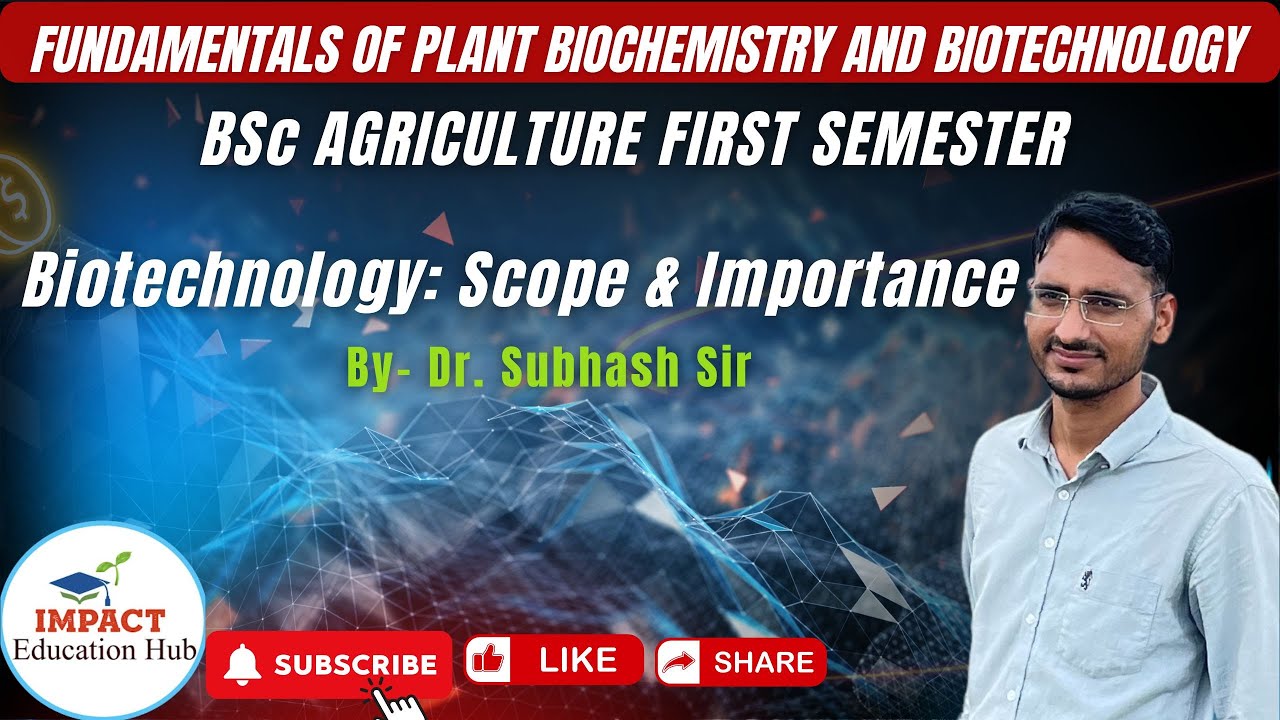 Biotechnology Scope and Importance II Biotechnology for BSc Agriculture ...