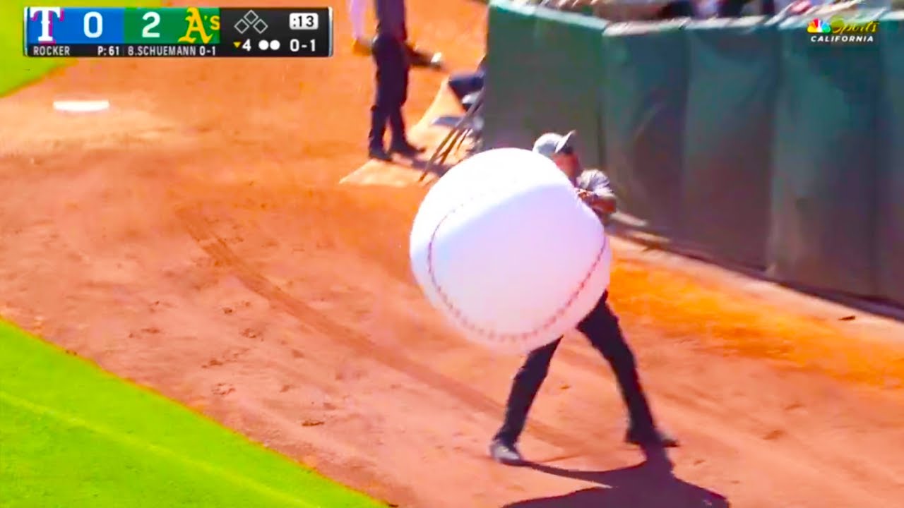 Security Guard Takes Away Inflatable Baseball From Oakland Crowd ...