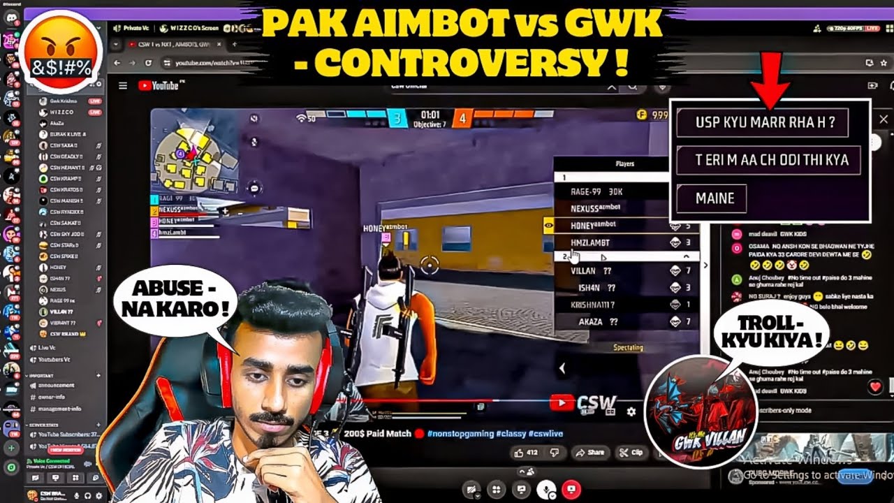 PAK AIMBOT vs GWK - Controversy !🤬| PAK AIMBOT - Troll ?😮| GWK - Abuse ?💯|@CSW_OFFICIAL REACT !🙏 ...