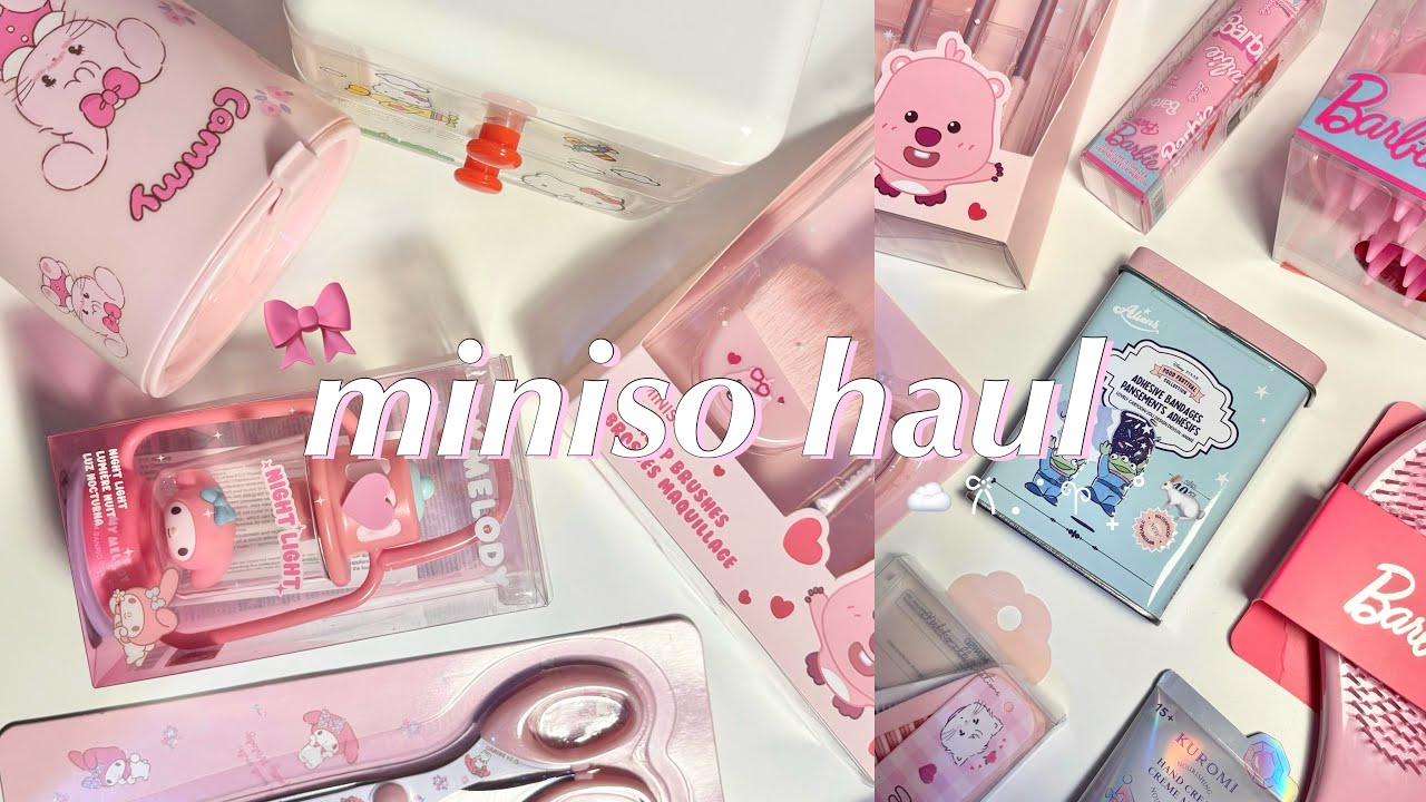 miniso haul // pink aesthetic & cute miniso essentials 🎀💭🩰🐇 - YouTube