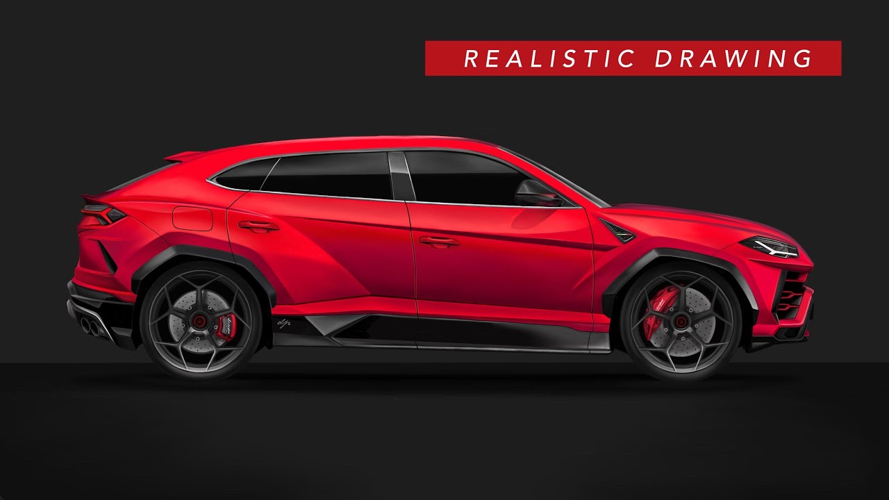 Realistic Car Drawing - LAMBORGHINI URUS | drawingpat - YouTube