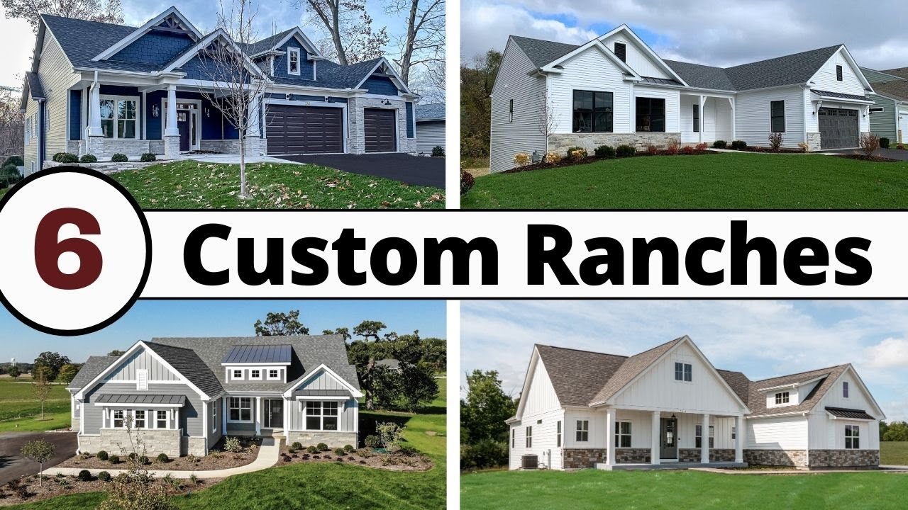 6 Custom Ranch Style Homes | Beautiful Single Story Designs - YouTube