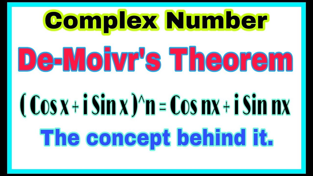 Demoiver's theorem of complex numbers | de moiver's theorem| - YouTube