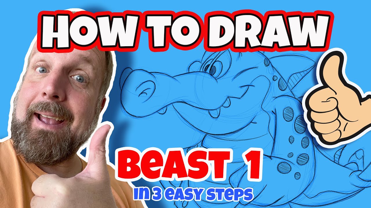 How to draw a cartoon beast in 3 easy steps - YouTube