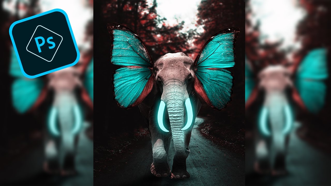 Glowing Elephant Photo Manipulation Effect Photoshop Tutorial//speed ...