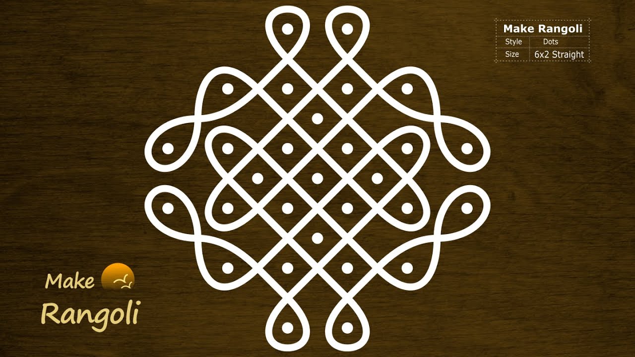 BEGINNERS Sikku Kolam 6x2 dots | Simple Melika Muggulu | Make Rangoli ...