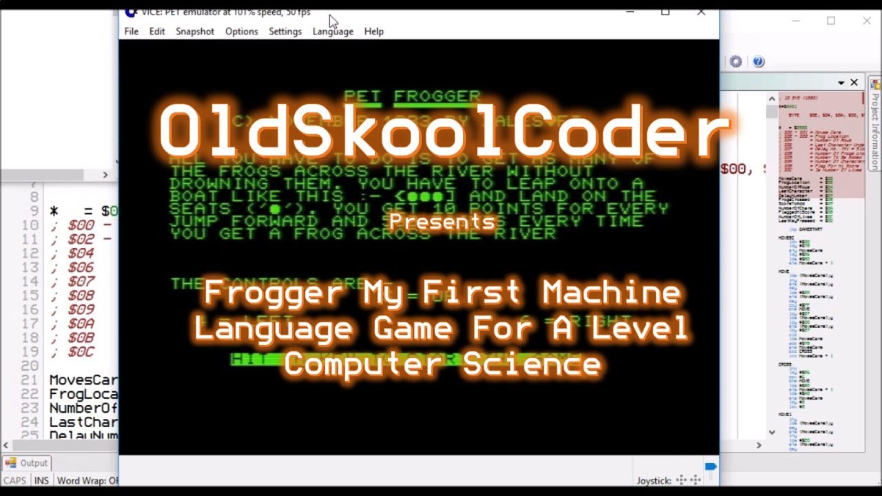 Tutorial 29 - PET Frogger - My First Machine Language Game For A Level ...
