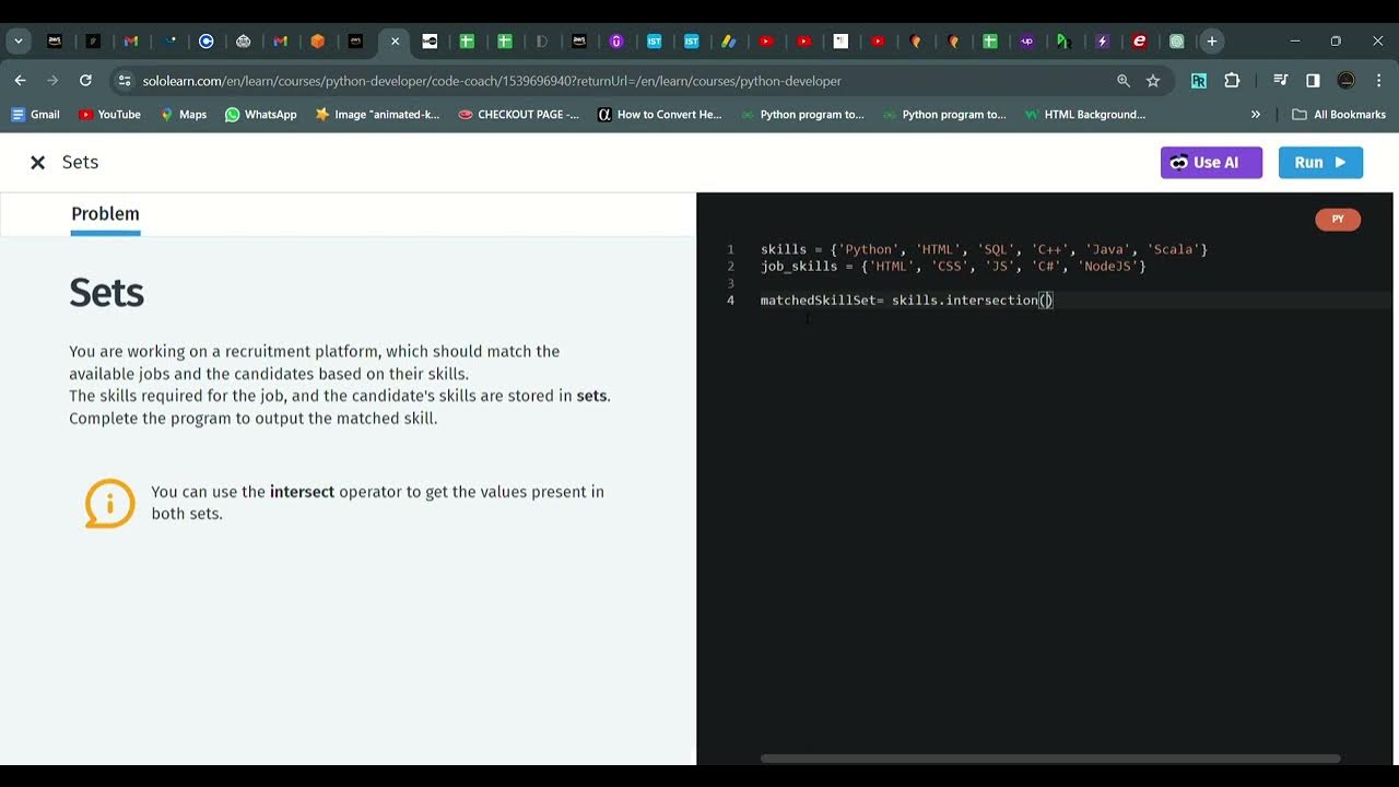 79 Sets Python Developer Sololearn Youtube