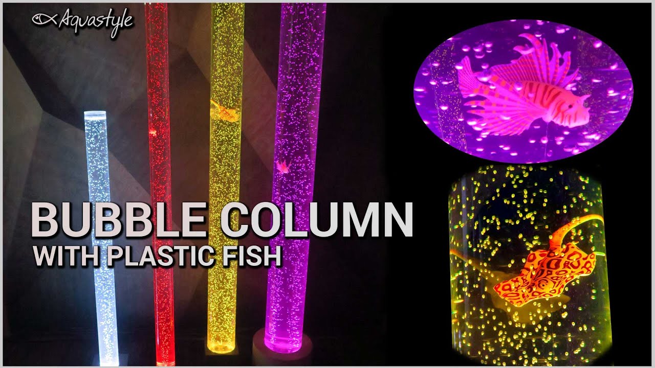 Bubble Column with Plastic Fish - YouTube